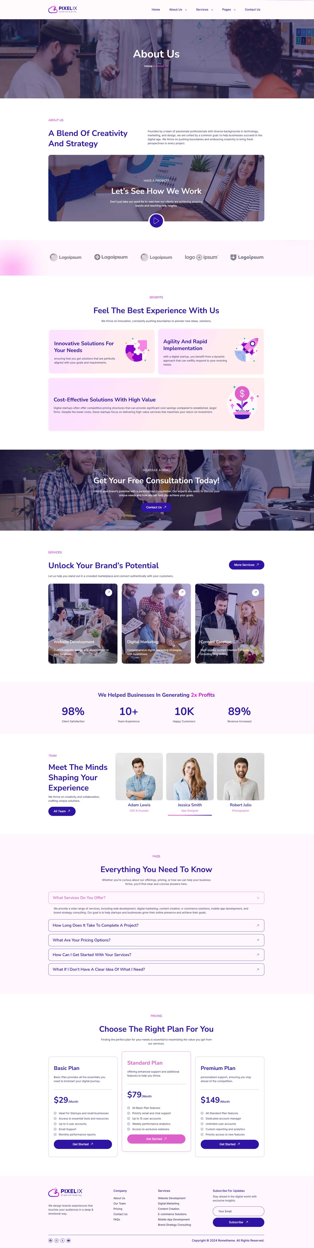 Pixelix - Startup Digital Agency Elementor Template Kit by Rometheme